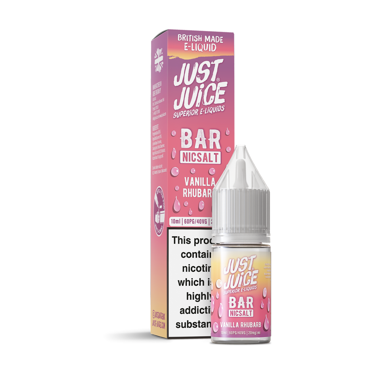 Vanilla Rhubarb Bar Nic Salt by Just Juice | 10ml Nic Salt E-Liquids ...